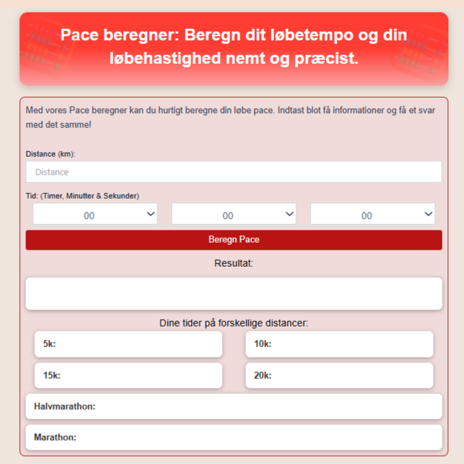Pace beregner – udregn løbetempo og hastighed